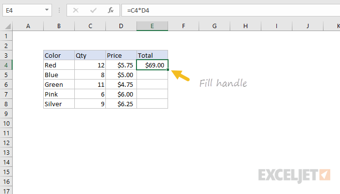 Excel Fill Handle Exceljet